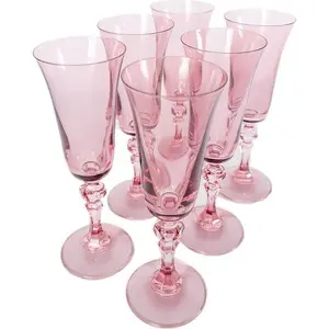 ESTELLE COLORED GLASS Set Of 6 Regal Flutes