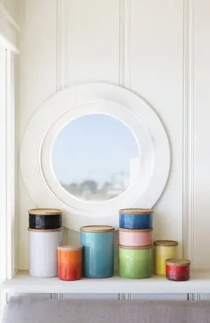 LE CREUSET Glazed Stoneware 1 1/2 Quart Storage Canister With Wooden Lid