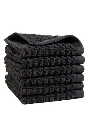 Dkny Quick Dry 6-pack Cotton Washcloths - Black