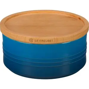 LE CREUSET Glazed Stoneware 23 Ounce Storage Canister With Wooden Lid - Marseille