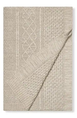 BOLL & BRANCH Aran Cable Organic Cotton Throw Blanket Heathered Oatmeal