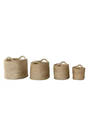 WILL & ATLAS Set Of 4 Oval Jute Baskets - Natural