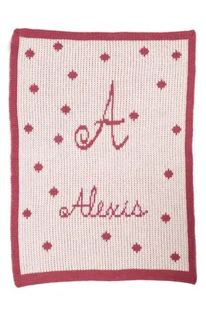 BUTTERSCOTCH BLANKEES Polka Dot Personalized Stroller Blanket - Pale Pink/mulberry