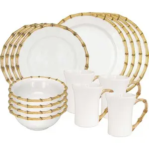 JULISKA Bamboo Ceramic 16-piece Dinnerware Set - Bamboo Natural