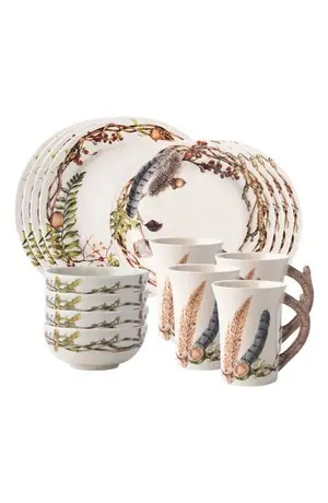 JULISKA Forest Walk 16-piece Ceramic Dinnerware Set - Caf Au Lait