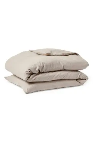 COYUCHI Cloud Brushed Organic Cotton Flannel Duvet Cover Camel Heather