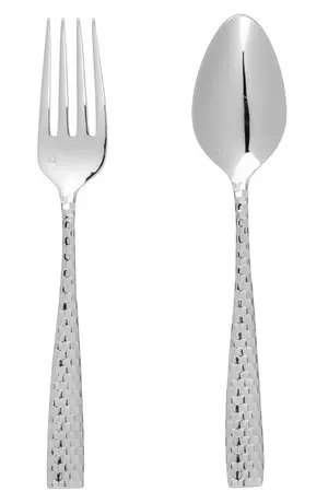 FORTESSA Lucca Faceted 2-piece Serving Set - Silver