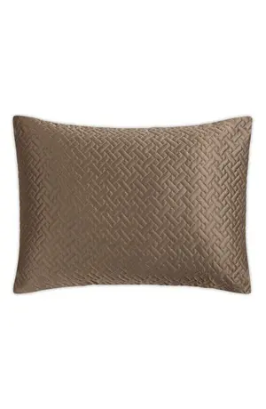 MATOUK Basket Weave Cotton Sateen Boudoir Sham Mocha