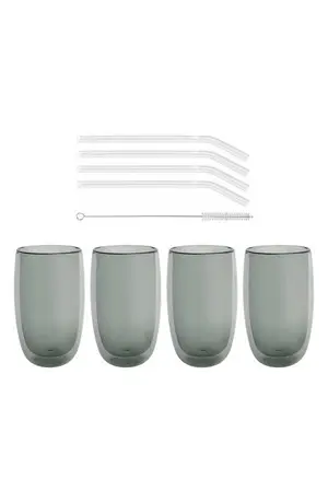 ZWILLING Sorrento 8-piece Double Wall Latte Glasses - Gray