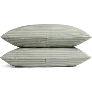 PARACHUTE Percale Pillowcases Moss Stripe