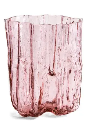 KOSTA BODA Crackle Tall Glass Vase - Pink