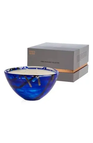 KOSTA BODA Three-wick Candle In Glass Bowl - Blue
