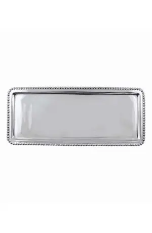 MARIPOSA Beaded Rectangular Tray - Silver