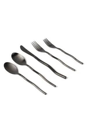 MISETTE Squiggle 5-piece Flatware Set Matte Black