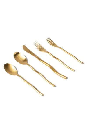 MISETTE Squiggle 5-piece Flatware Set - Matte Gold