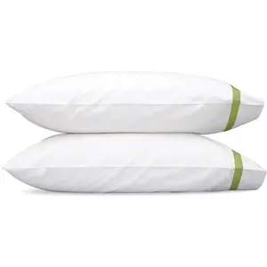 MATOUK Lowell 600 Thread Count Set Of 2 Pillowcases White/grass