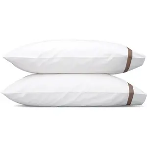 MATOUK Lowell 600 Thread Count Set Of 2 Pillowcases White/mocha