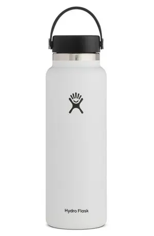 HYDRO FLASK 40-ounce Wide Mouth Cap Water Bottle - White 2.0
