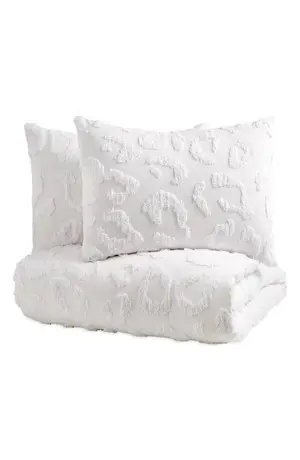 PERI HOME Chenille Leopard Comforter & Sham Set White