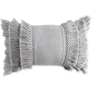 PERI HOME Fringe Pillow Grey