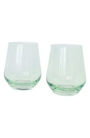 ESTELLE COLORED GLASS Set Of 2 Stemless Wineglasses Mint Green