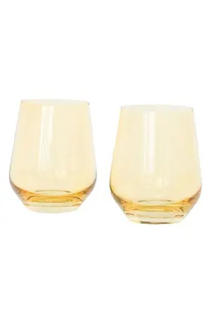 ESTELLE COLORED GLASS Set Of 2 Stemless Wineglasses Yellow