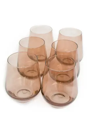 ESTELLE COLORED GLASS Set Of 6 Stemless Wineglasses - Amber Smoke