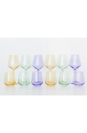 ESTELLE COLORED GLASS Set Of 6 Stemless Wineglasses - Amber Smoke
