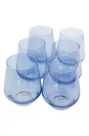 ESTELLE COLORED GLASS Set Of 6 Stemless Wineglasses Blue