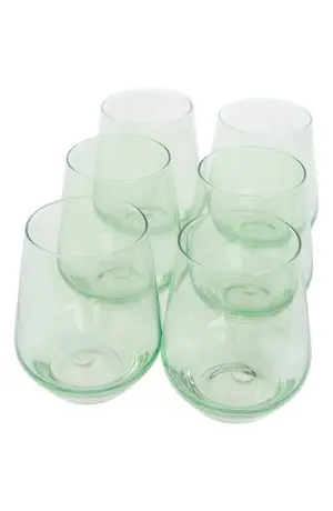 ESTELLE COLORED GLASS Set Of 6 Stemless Wineglasses - Mint Green