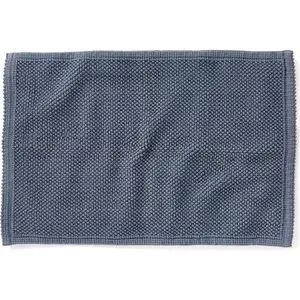 COYUCHI Pebbled Organic Cotton Bath Mat French Blue