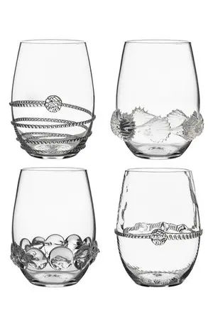 JULISKA Heritage Set Of 4 Assorted Stemless Wine Glasses - Clear