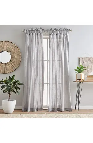 PERI HOME Set Of 2 Sheer Cotton Window Panels - Silver