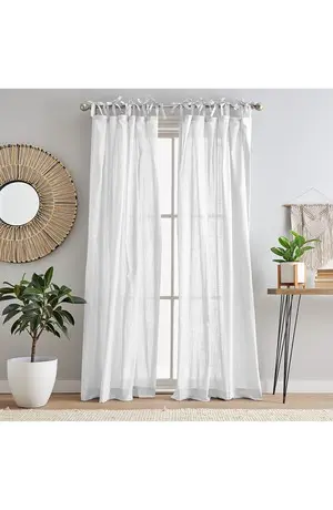PERI HOME Set Of 2 Sheer Cotton Window Panels - White