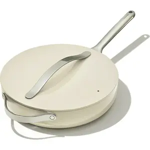 CARAWAY Nontoxic Ceramic Nonstick Sauté Pan With Lid - Cream