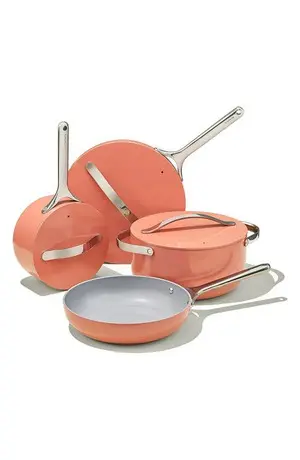 CARAWAY Non-toxic Ceramic Non-stick 7-piece Cookware Set With Lid Storage - Perracotta