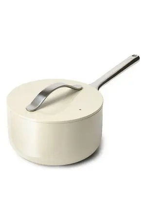 CARAWAY Nonstick Ceramic 3-quart Sauce Pan With Lid - Cream