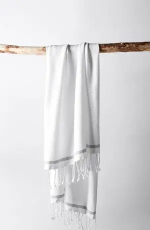 COYUCHI Mediterranean Organic Cotton Bath Essentials - Alpine White W/slate