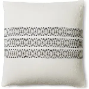 COYUCHI Coast Organic Cotton Sham - Soft White W/deep Graphite