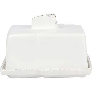 VIETRI Lastra Butter Dish - White