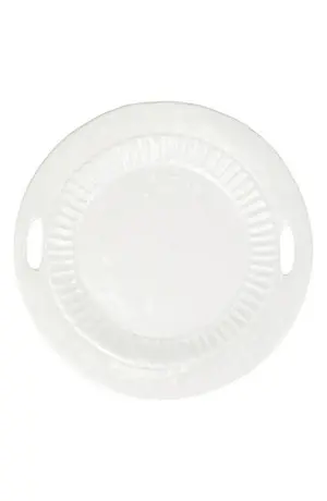 VIETRI Pietra Handled Round Tray - White