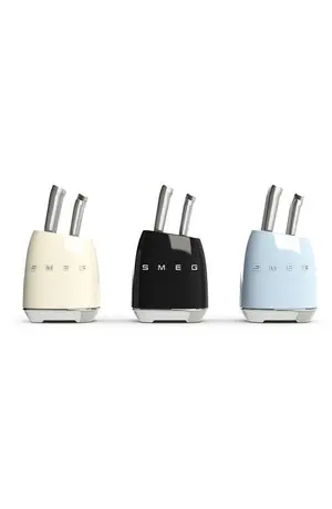 SMEG Stainless Steel 6-piece Knife Block Set - Cream