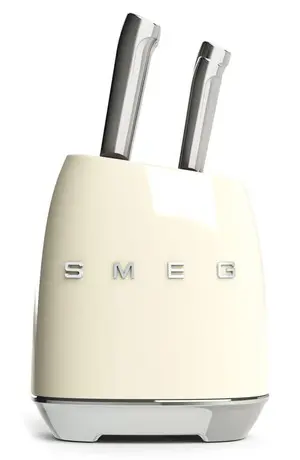 SMEG Stainless Steel 6-piece Knife Block Set - Cream