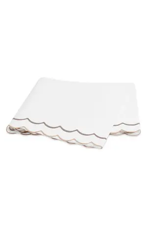 MATOUK India Scallop 350 Thread Count Flat Sheet Driftwood