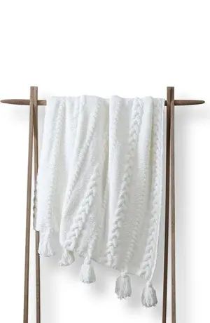 SUNDAY CITIZEN Braided Pom Pom Throw Blanket - Off White