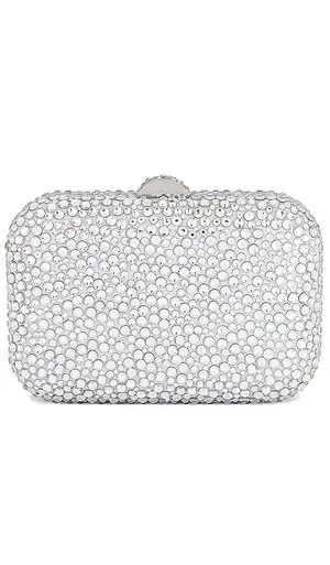 OLGA BERG Casey Hot Fix Encrusted Clutch - Silver
