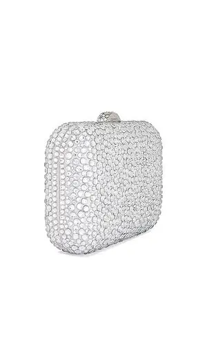 OLGA BERG Casey Hot Fix Encrusted Clutch - Silver