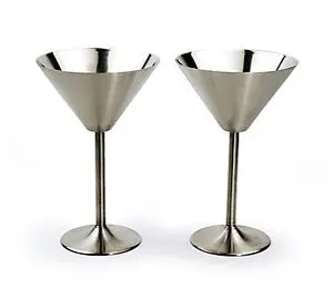 RSVP Set Of 2 Stainless Steel Martini Glasses - Silver
