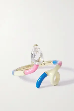 Bea Bongiasca 9-karat Rock Crystal And Enamel Ring