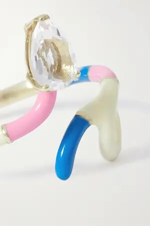 Bea Bongiasca 9-karat Rock Crystal And Enamel Ring